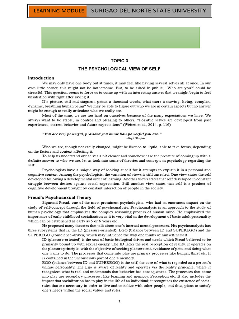 Uself-Module 3 New Ay2022 2023 PDF | PDF | Self Actualization | Self ...
