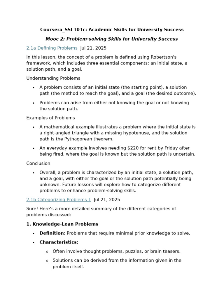 (Summary Mooc 2) Su25h2 Ssl101c | PDF | Critical Thinking | Creativity