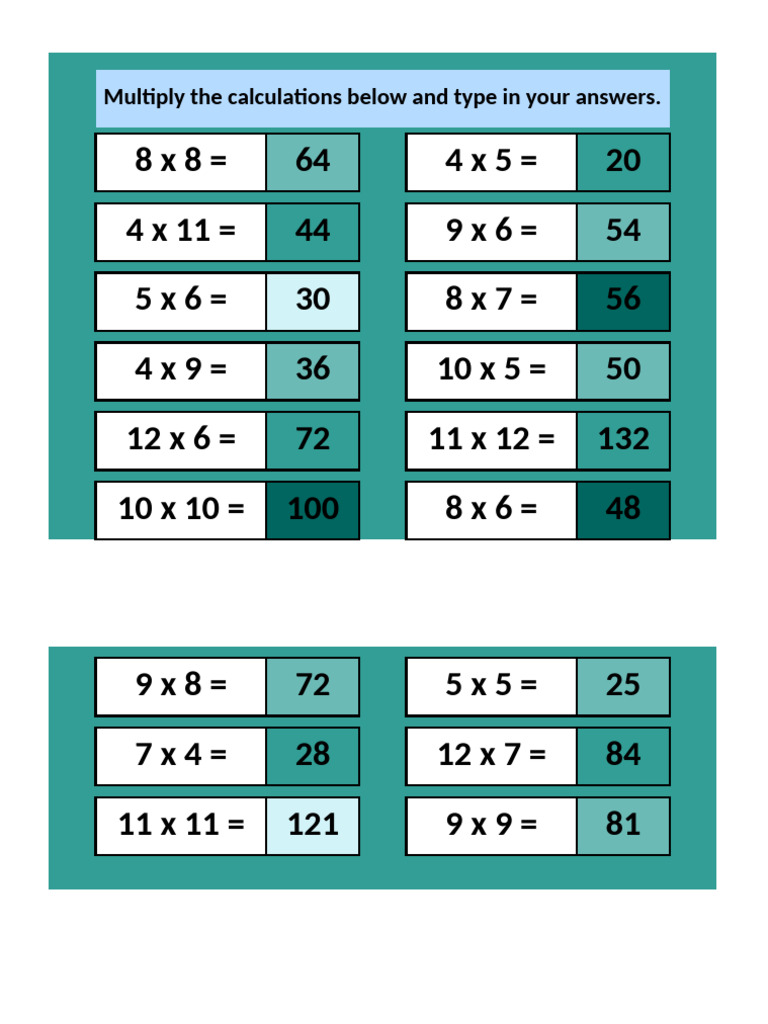 Копие На Seahorse Multiplication to 12 Pixel Art Mystery Reveal | PDF