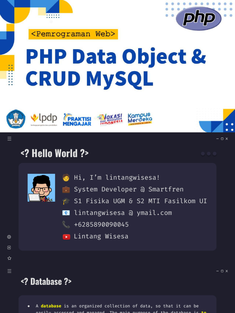 Praktisi Mengajar 2023: PHP Data Object & CRUD MySQL - UPI YAI E5 | PDF ...