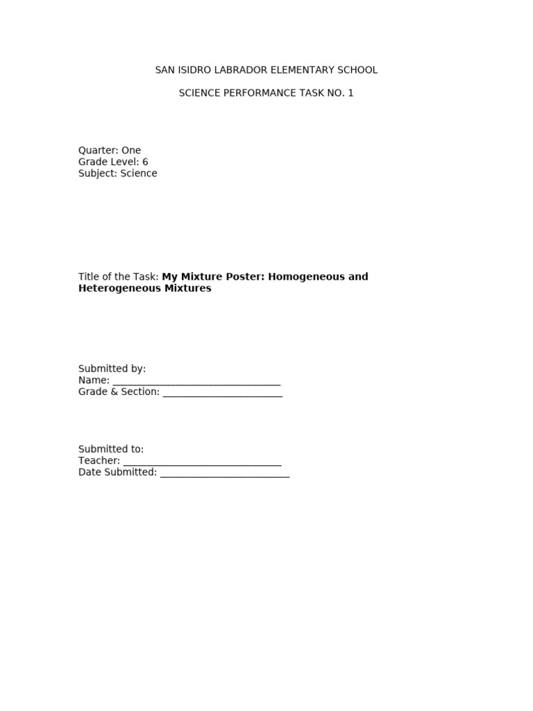 Science Performance Task 1-QUARTER 1 | PDF