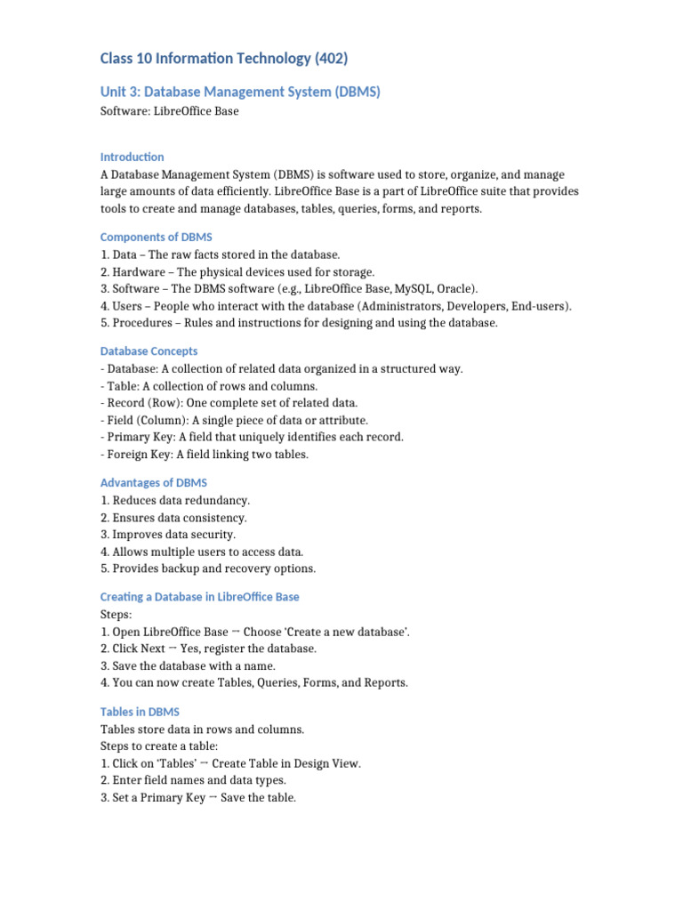 Database Management with LibreOffice Base | PDF | Databases | Table ...