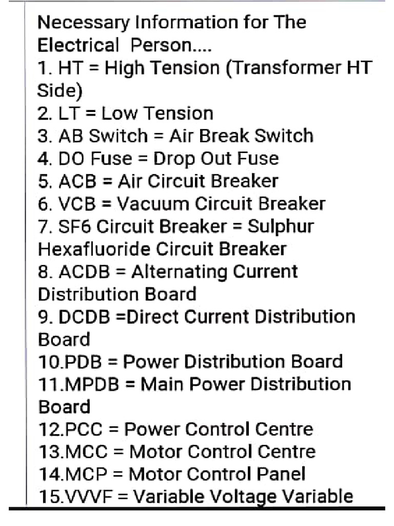 Electrical Abbreviations | PDF