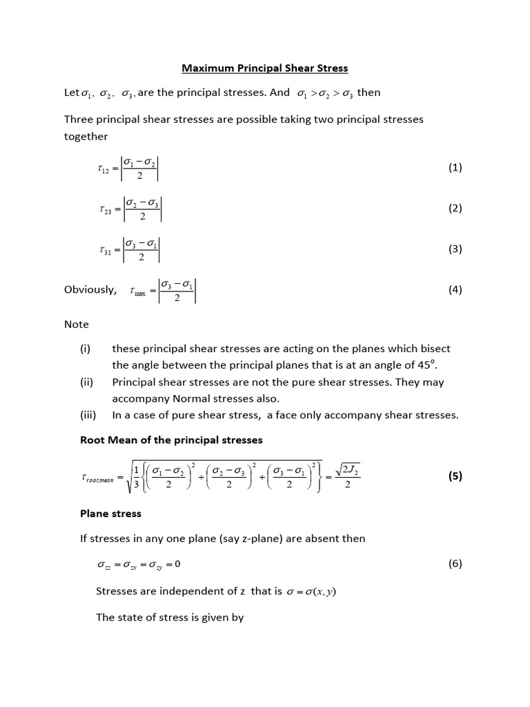 4 - Max Shear Stress and Plane Stress | PDF