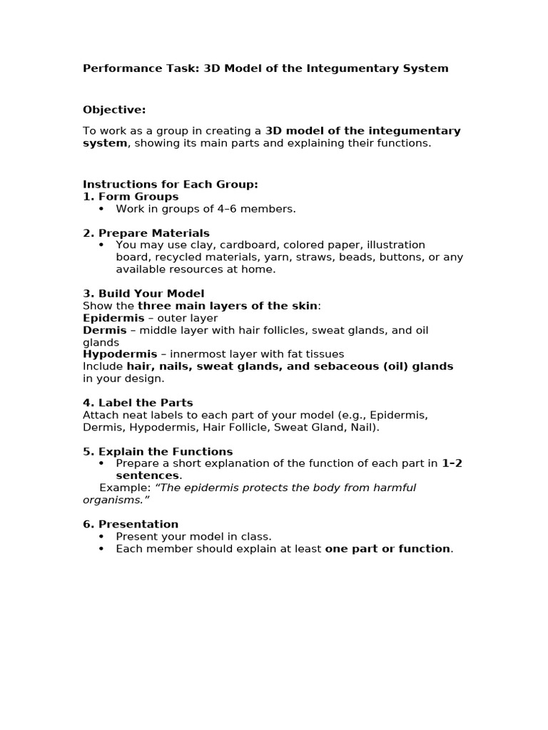 Science Performance Task 2-QUARTER 2 | PDF | Integumentary System | Anatomy