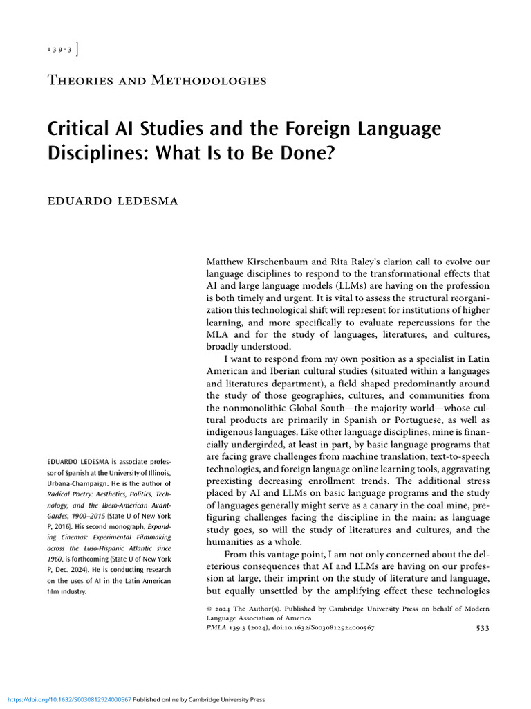 AI's Impact on Foreign Language Studies | PDF | Translations ...