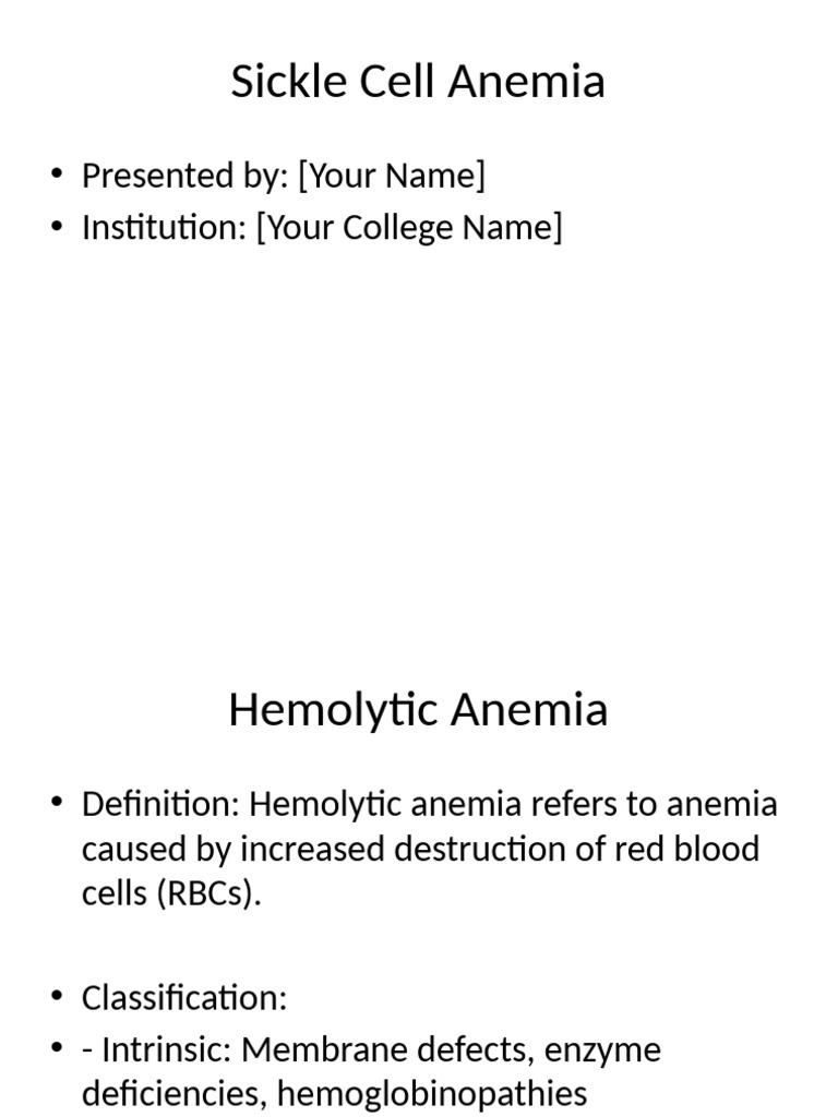 Sickle Cell Anemia Presentation | PDF
