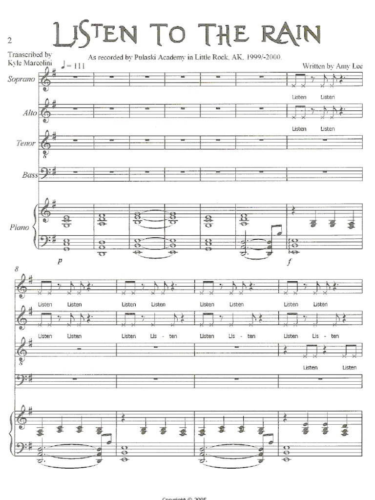 Listen To The Rain (SATB) | PDF