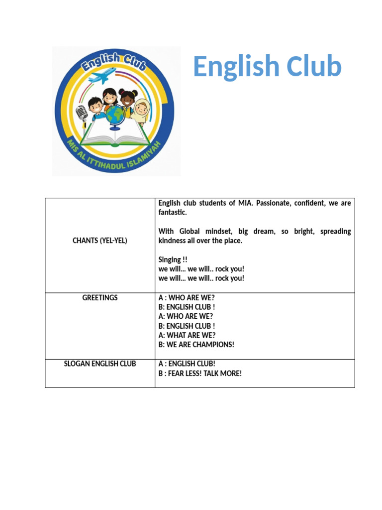 English Club Chants | PDF