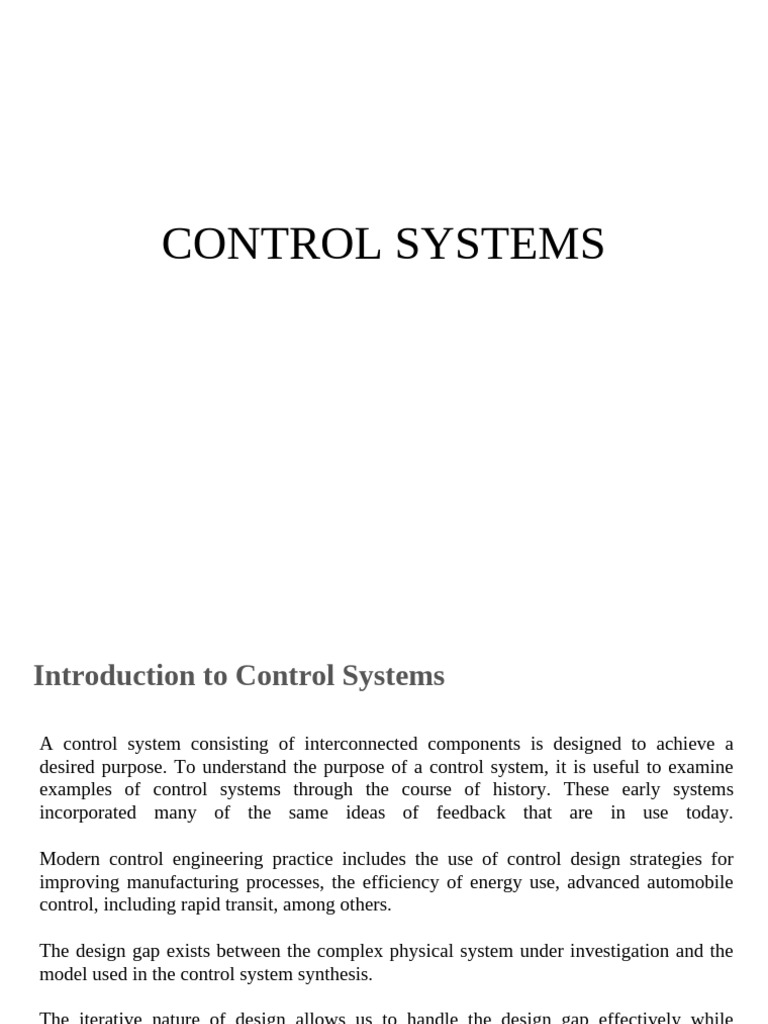 Overview of Control Systems and Methods | PDF | Control Theory ...