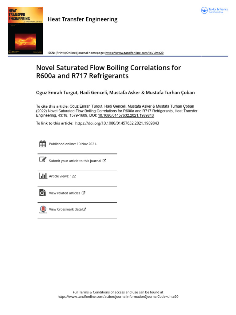 Novel Boiling Correlations for R600a & R717 | PDF | Boiling | Heat Transfer