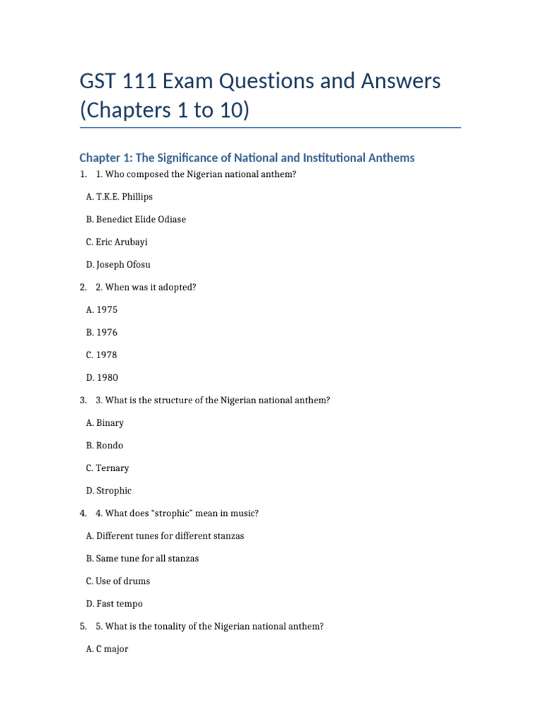 GST111 Exam Questions Chapter1 | PDF