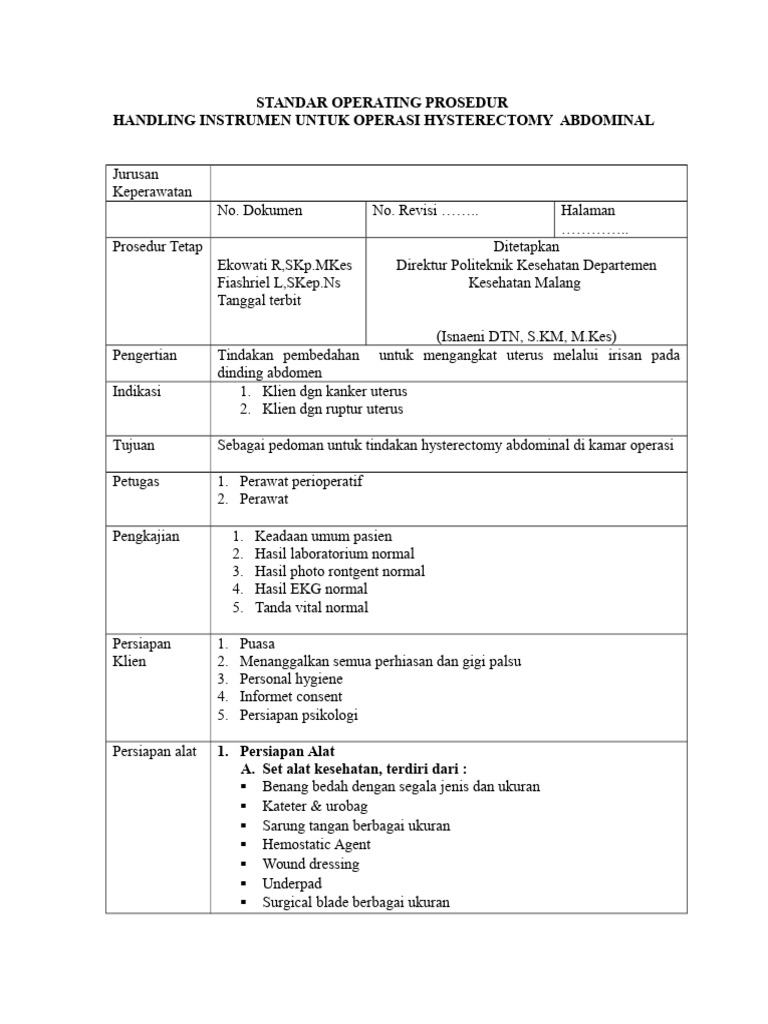 Instek Histerektomi Abdominal - Compress | PDF
