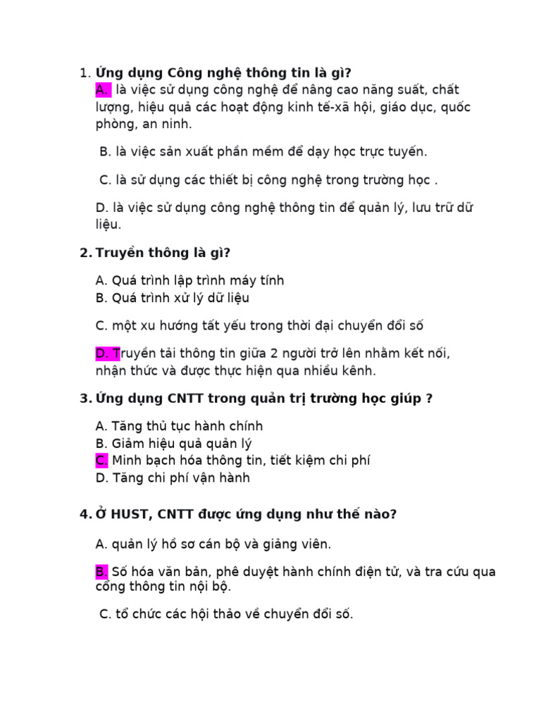 Câu Hỏi CNTT | PDF