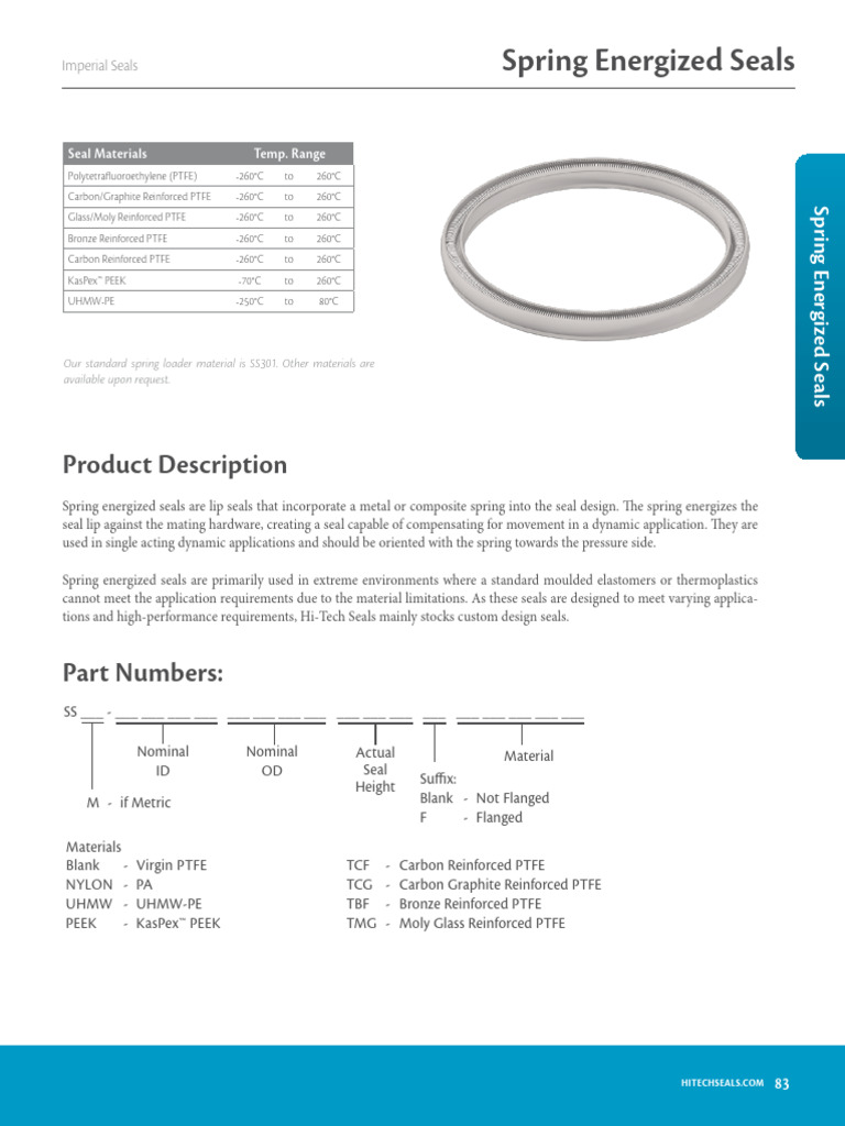 KasPex™ PEEK Spring Energized Seals | PDF | Helix | Friction