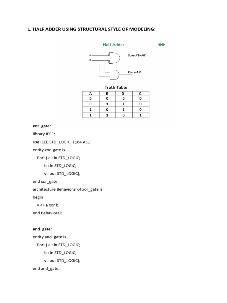 VHDL Programs Using Structural Modeling | PDF | Electronic Engineering | Electrical Circuits