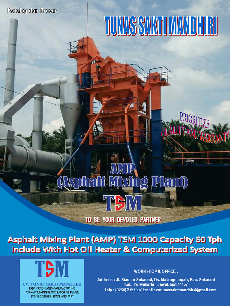 TSM Asphalt Mixing Plant Overview | PDF | Pump | Diesel Engine