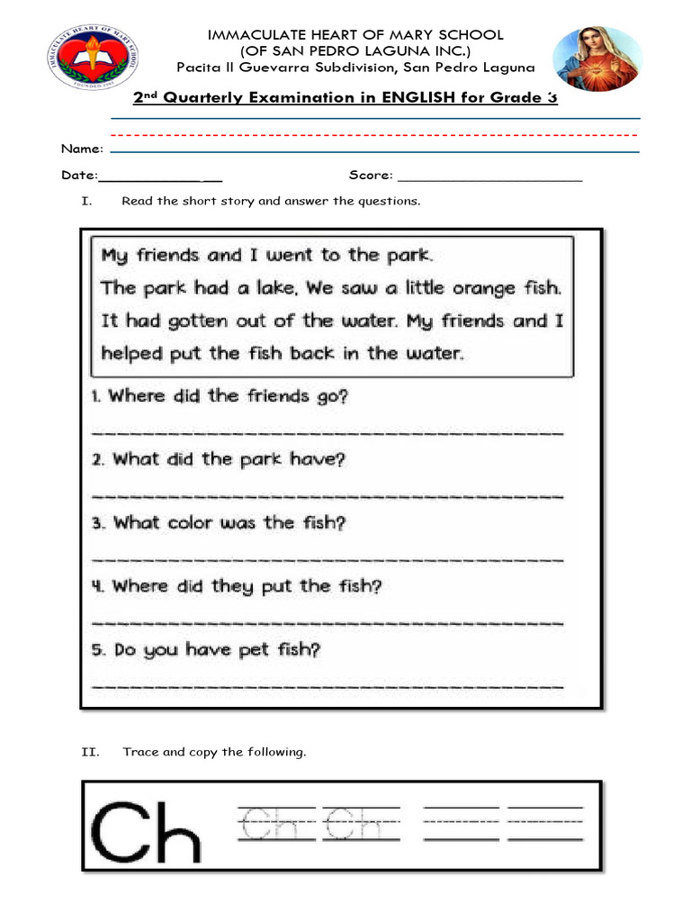 Grade 3 (Day 1 2nd Quarterly Examination) | PDF