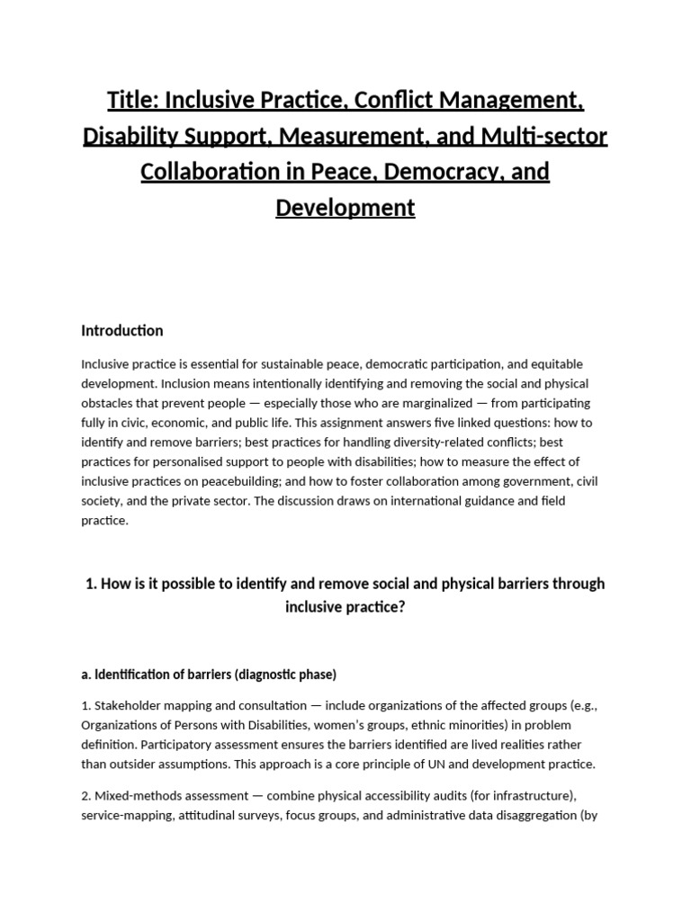 Inclusiveness Assignment | PDF | Social Exclusion | Disability