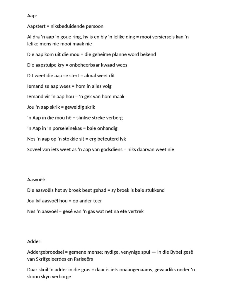 300 Idiome en Gesegdes AFR | PDF