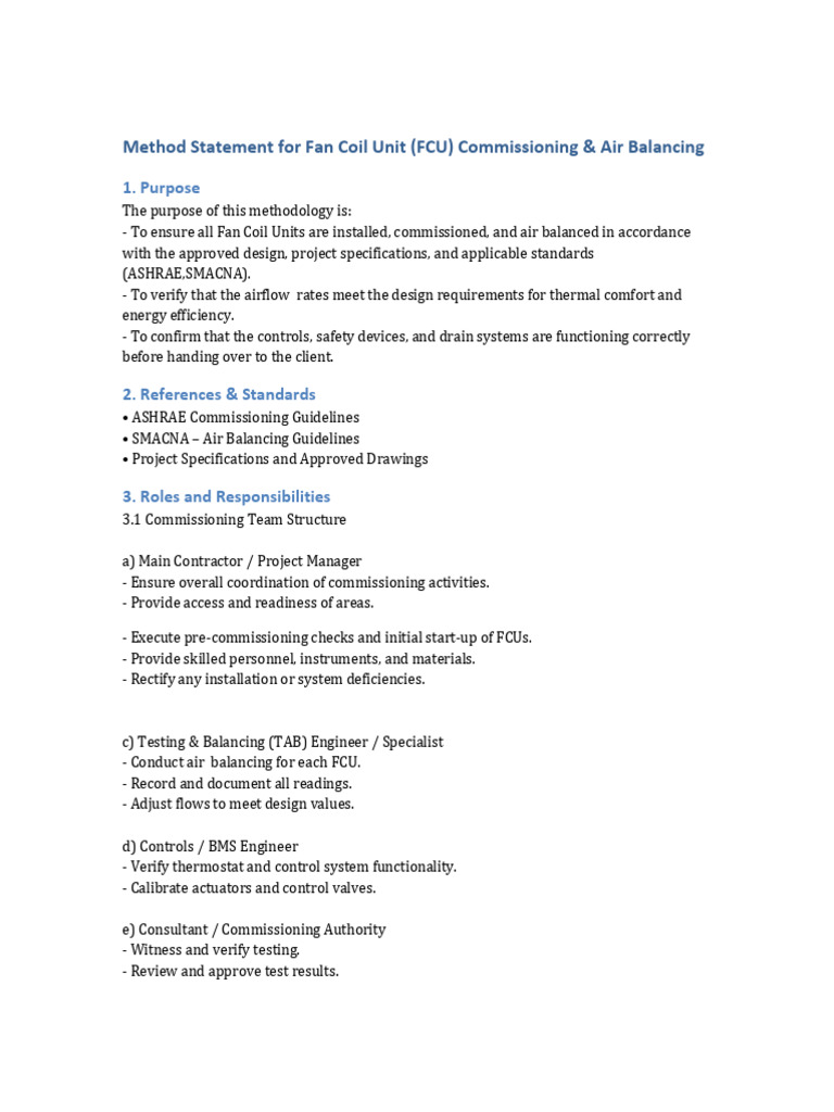 Testing and Commissioning&Checklist | PDF | Duct (Flow) | Home Appliance