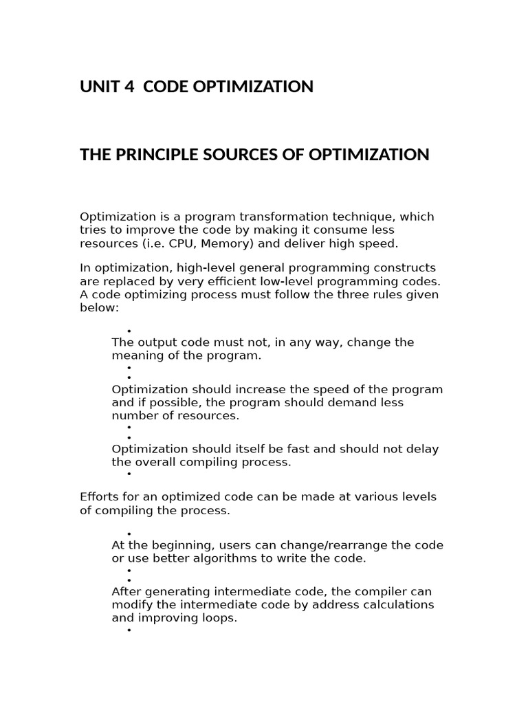 Unit 4 Code Optimization | PDF | Program Optimization | Computer Program