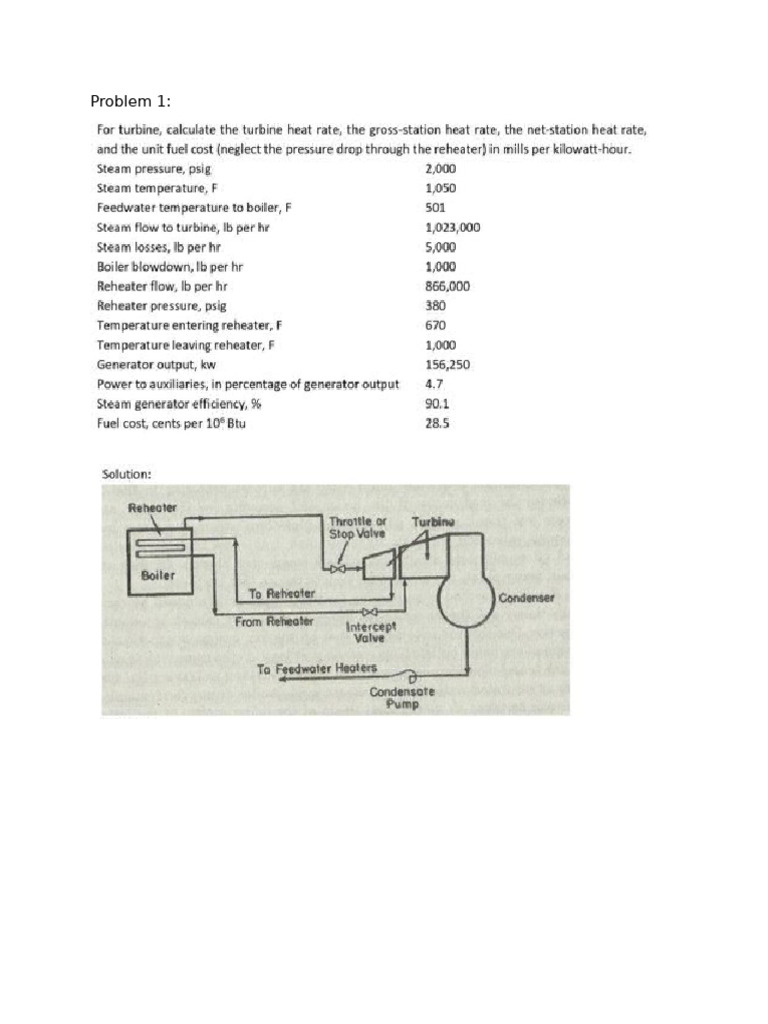 Steam Power Plant Sample Problem | PDF
