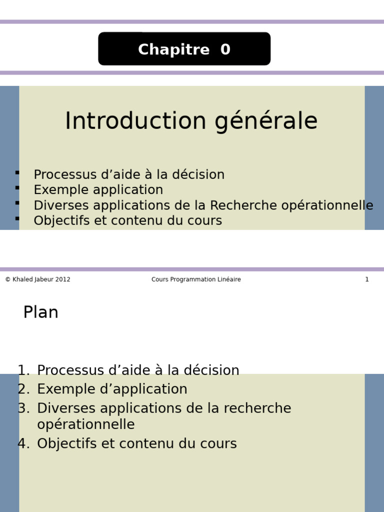 Introduction à la Programmation Linéaire | PDF | Optimisation linéaire ...