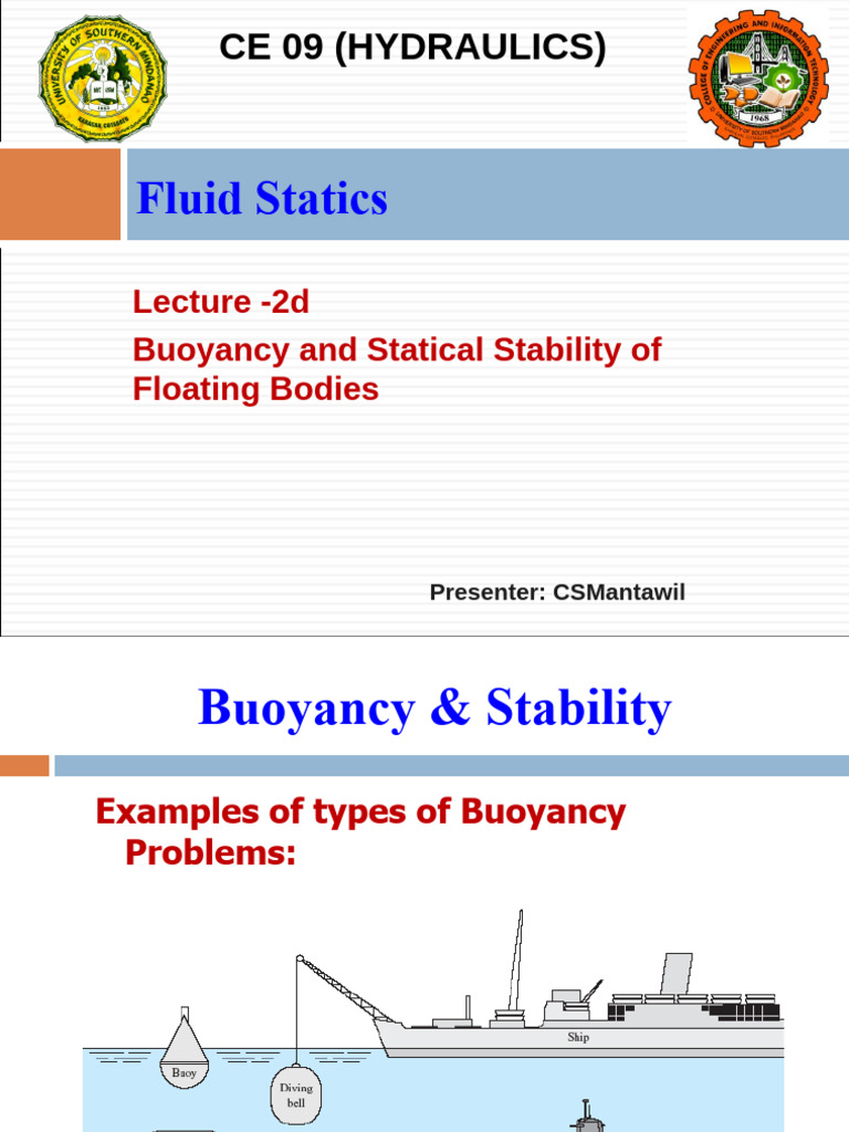 Lec 2d Fluid StaticsBuoyancy | PDF | Buoyancy | Physical Phenomena