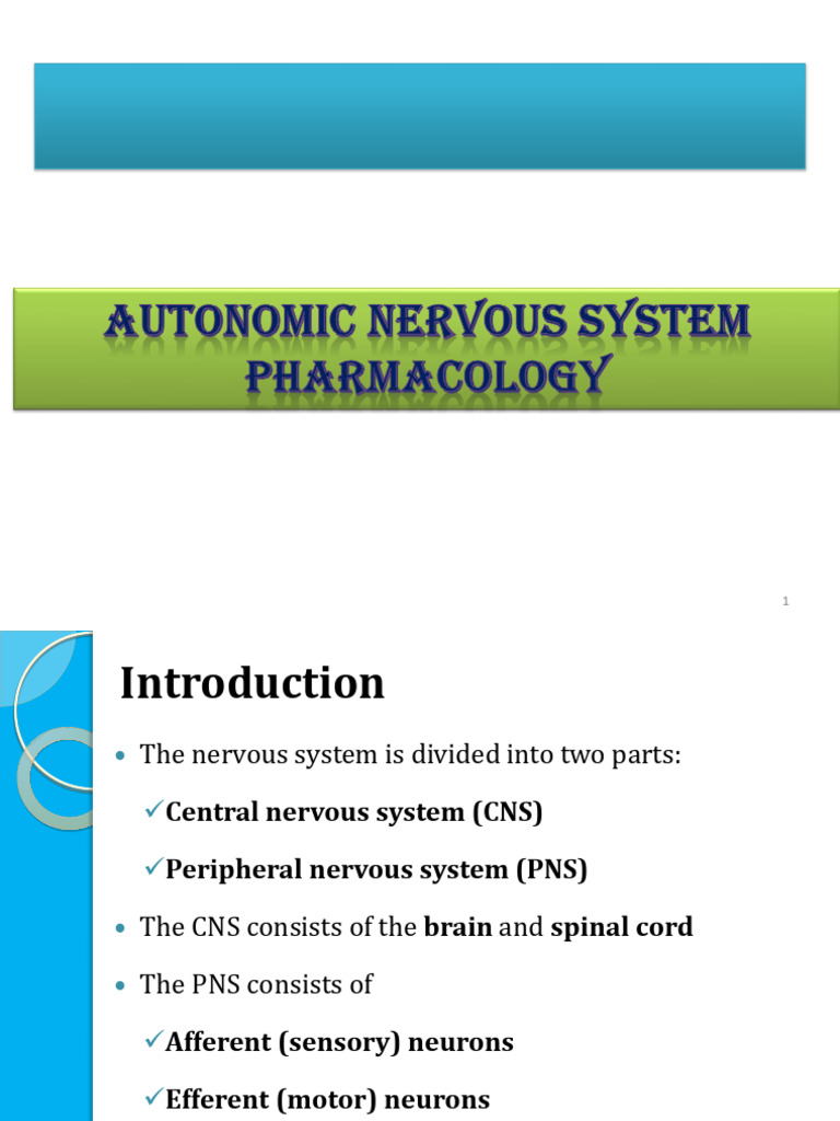 Pharmacology - Chapter II - ANS Pharmacology - Part 1 | PDF | Motor ...