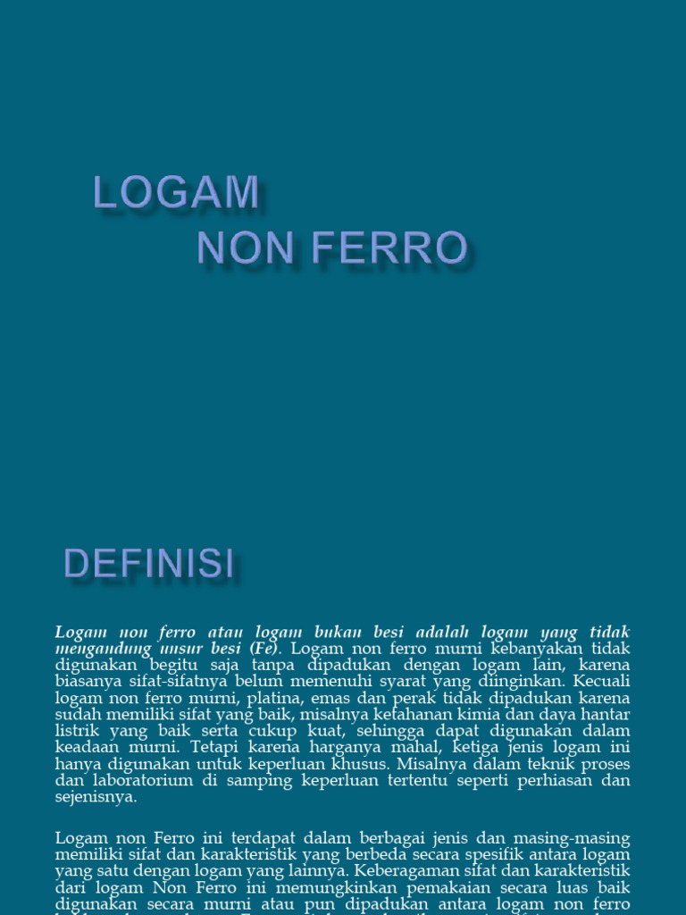 Jenis dan Karakteristik Logam Non Ferro | PDF
