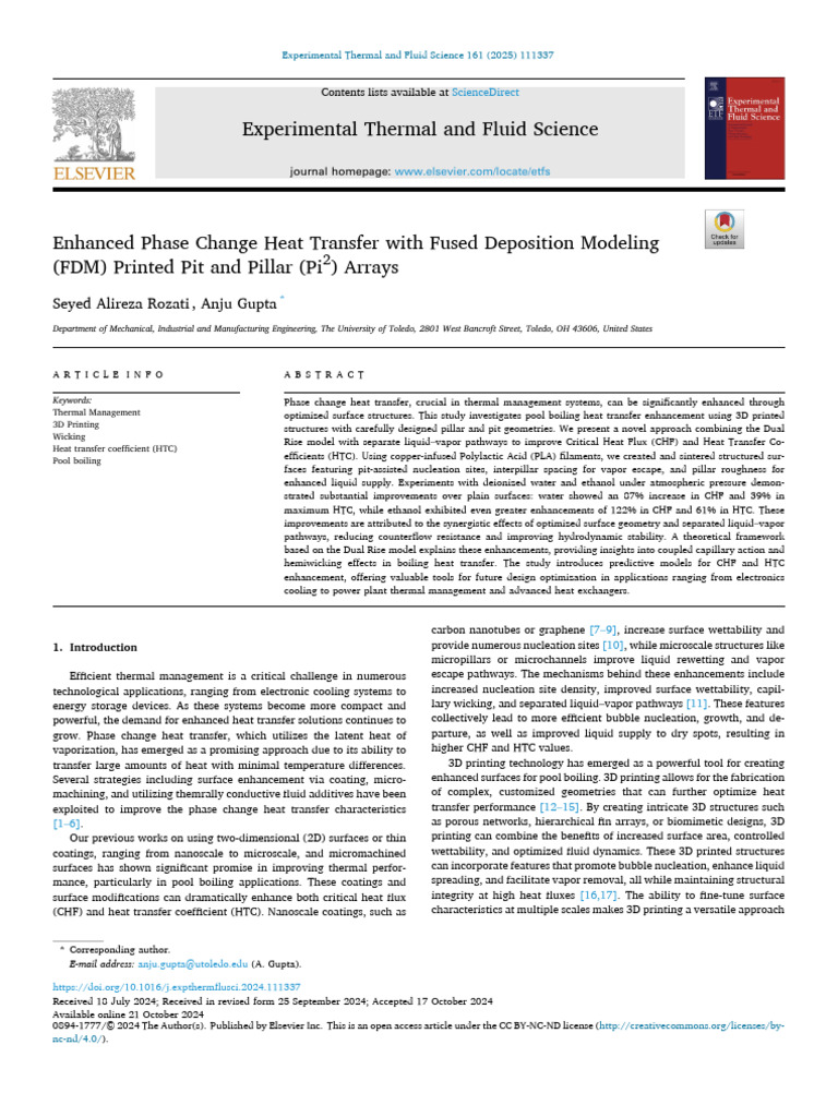 Enhanced Phase Change Heat Transfer With Fused Deposition Modeling (FDM ...