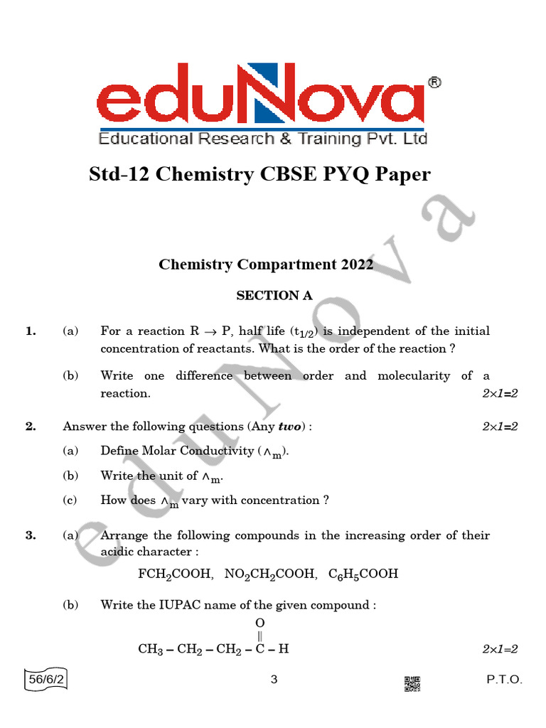 Chemistry Compartment Exam Question Paper | PDF | Carbohydrates | Aldehyde