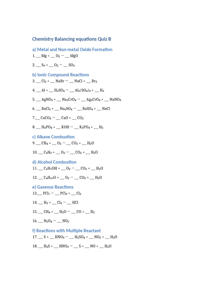 Chemistry Quiz B | PDF