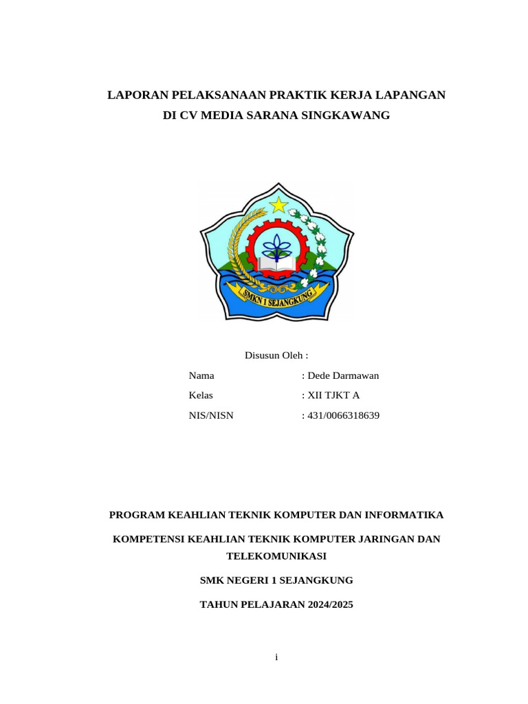 Laporan Pkl Nomor Halaman Dede Darmawan[1] | PDF