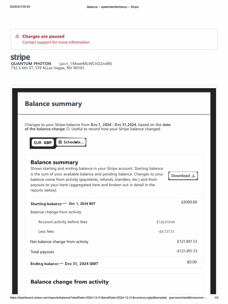 Stripe Balance Summary for 2024 | PDF | Financial Services