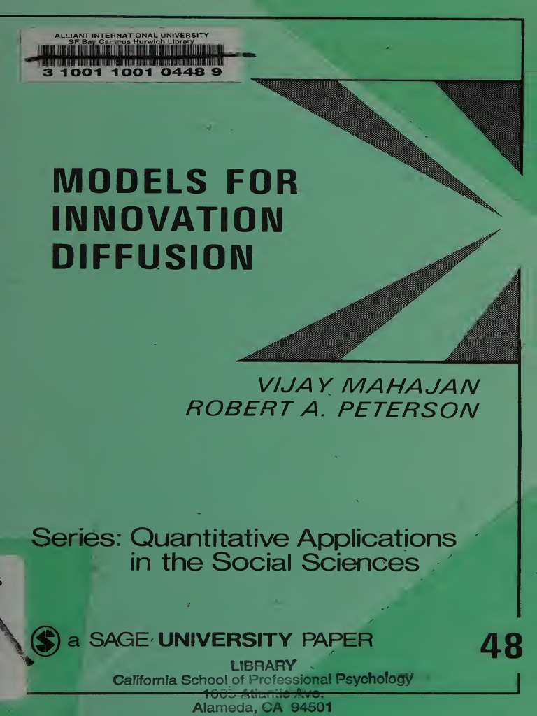 Models For Innovation Diffusion (Sage University Papers - Mahajan, Vijay Peterson, Robert A ...