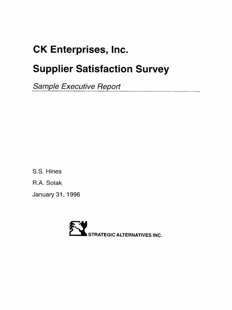 Supplier Satisfaction Survey Sample Executive Report | PDF ...