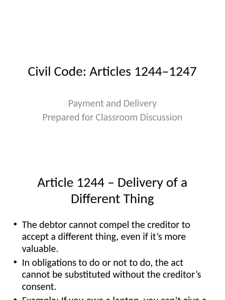 Articles 1244 To 1247 Presentation | PDF