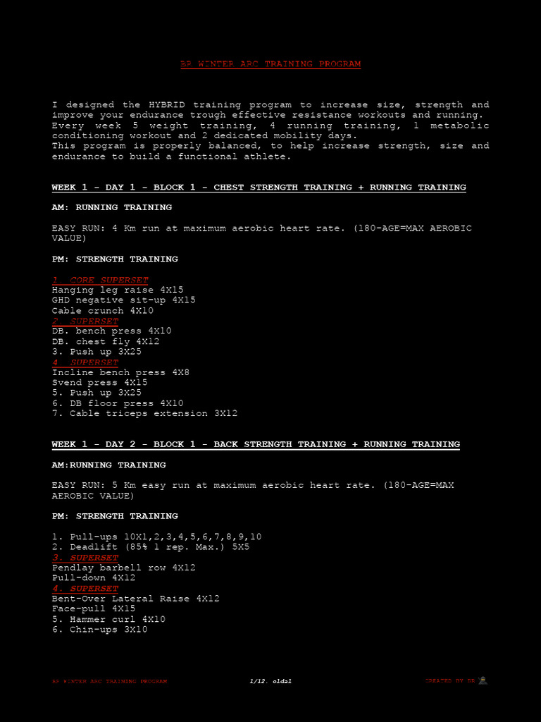 Hybrid Winter Training Program | PDF | Strength Training | Weight Training