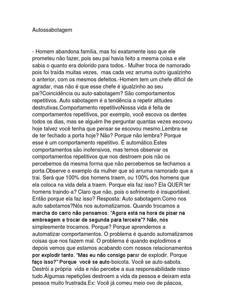 Compreendendo a auto-sabotagem: causas, exemplos e estratégias para ...