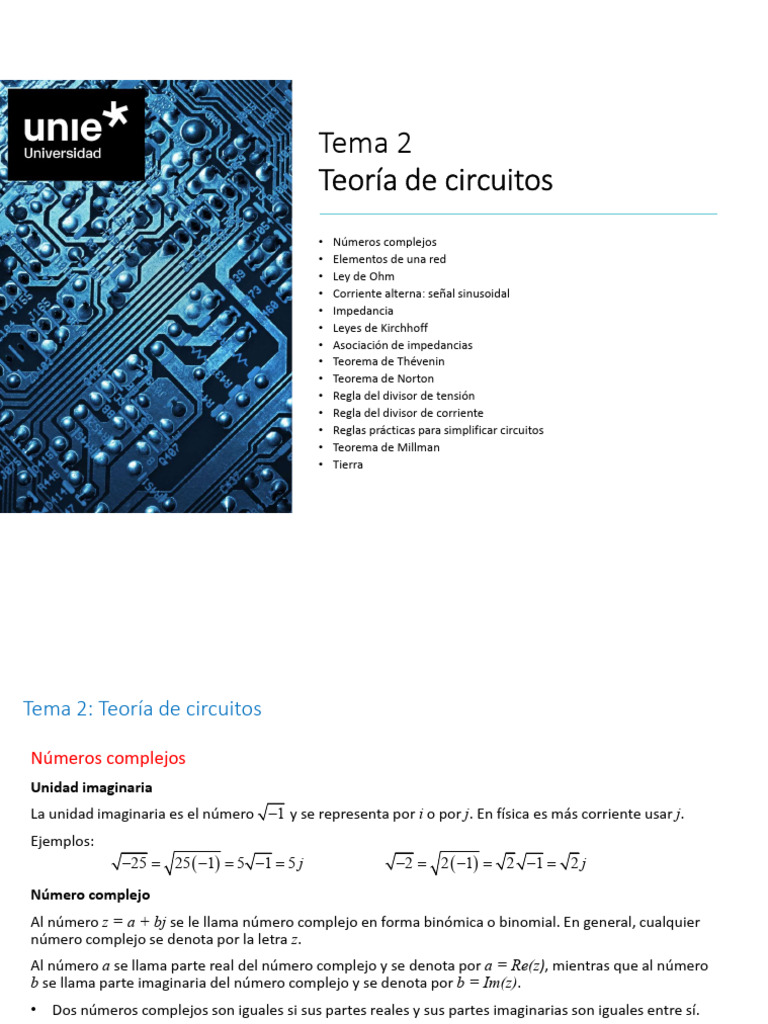 Teoría de Circuitos: Números Complejos y Leyes | PDF | Impedancia ...