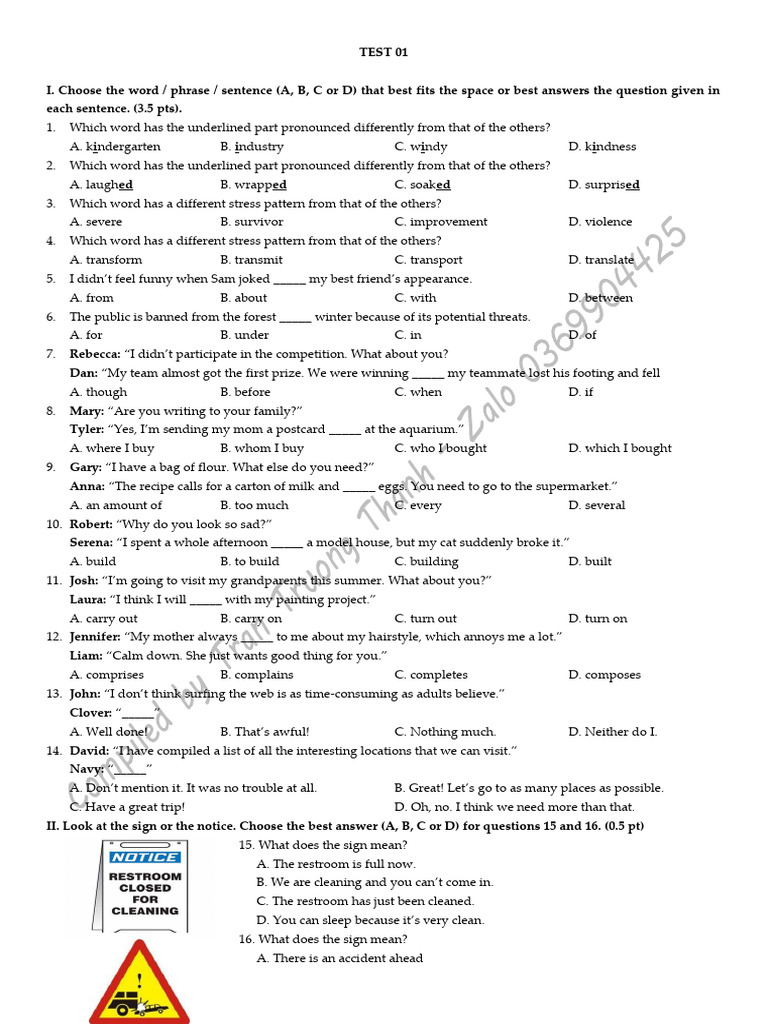 English Language Proficiency Test | PDF | Thanksgiving