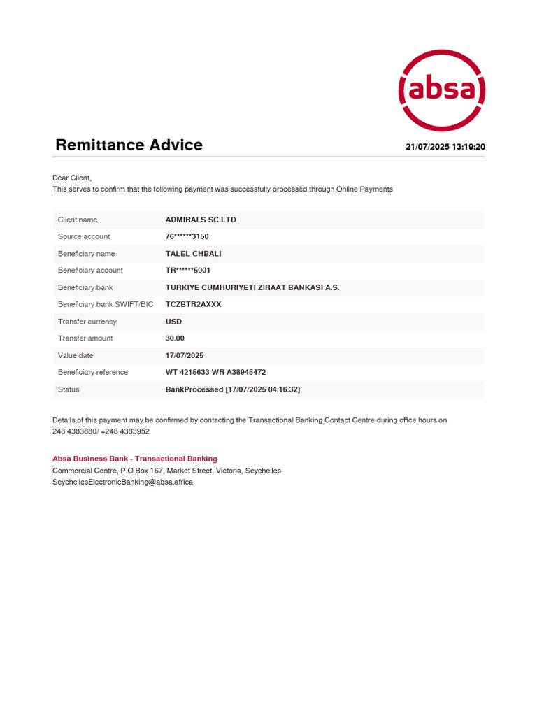 Remitance Advise | PDF