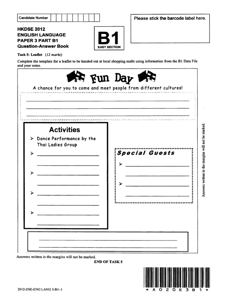 2012 DSE English Language Paper 3B1 | PDF