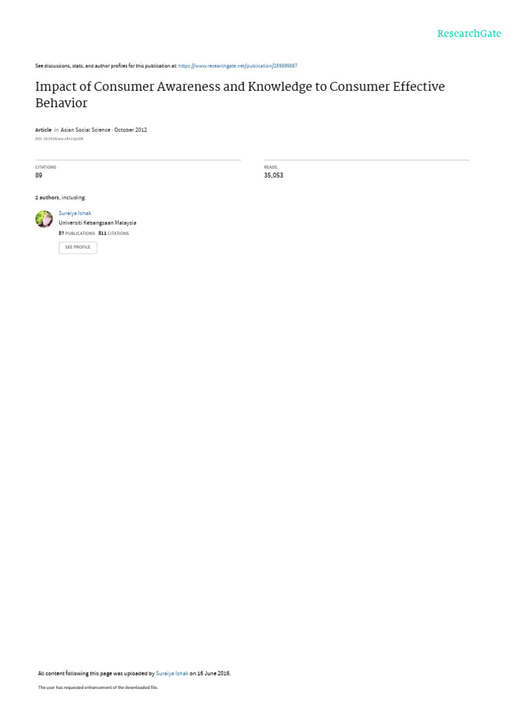 Impact of Consumer Awareness and Knowledge To Cons | PDF | Cost Of ...