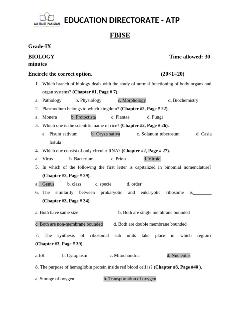 Grade IX Biology Practice Questions | PDF | Meiosis | Cell (Biology)