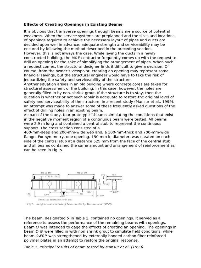Impact of Beam Openings on Strength | PDF | Beam (Structure) | Fibre ...