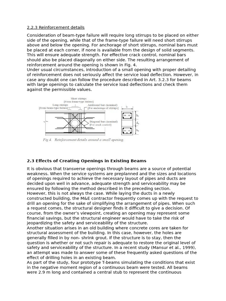 Reinforcement Strategies for Beam Openings | PDF | Beam (Structure ...