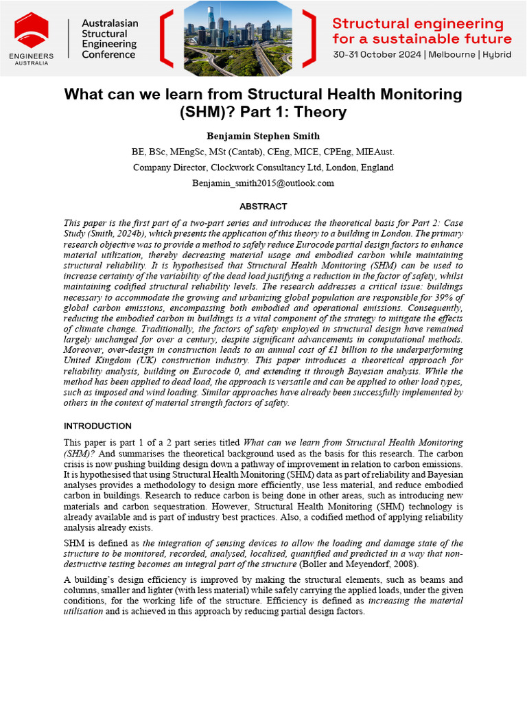 Structural Health Monitoring Theory Insights | PDF | Reliability ...